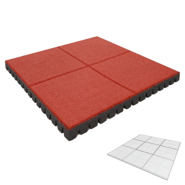 Fall protection mat red | 100 x 100 x 8 cm | FH 2.80 m