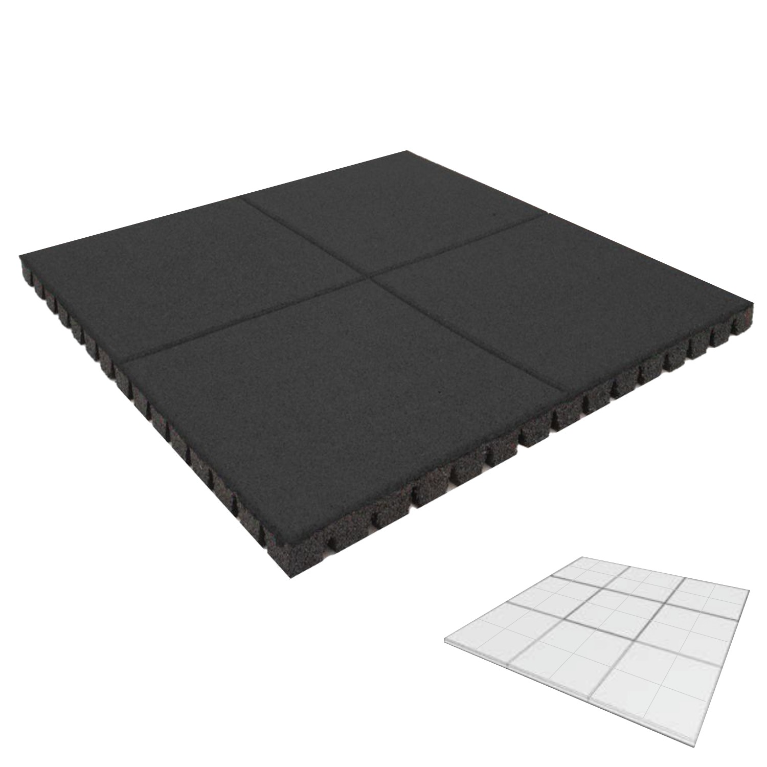 Fall protection mat black | 100 x 100 x 6 cm | FH 2.00 m