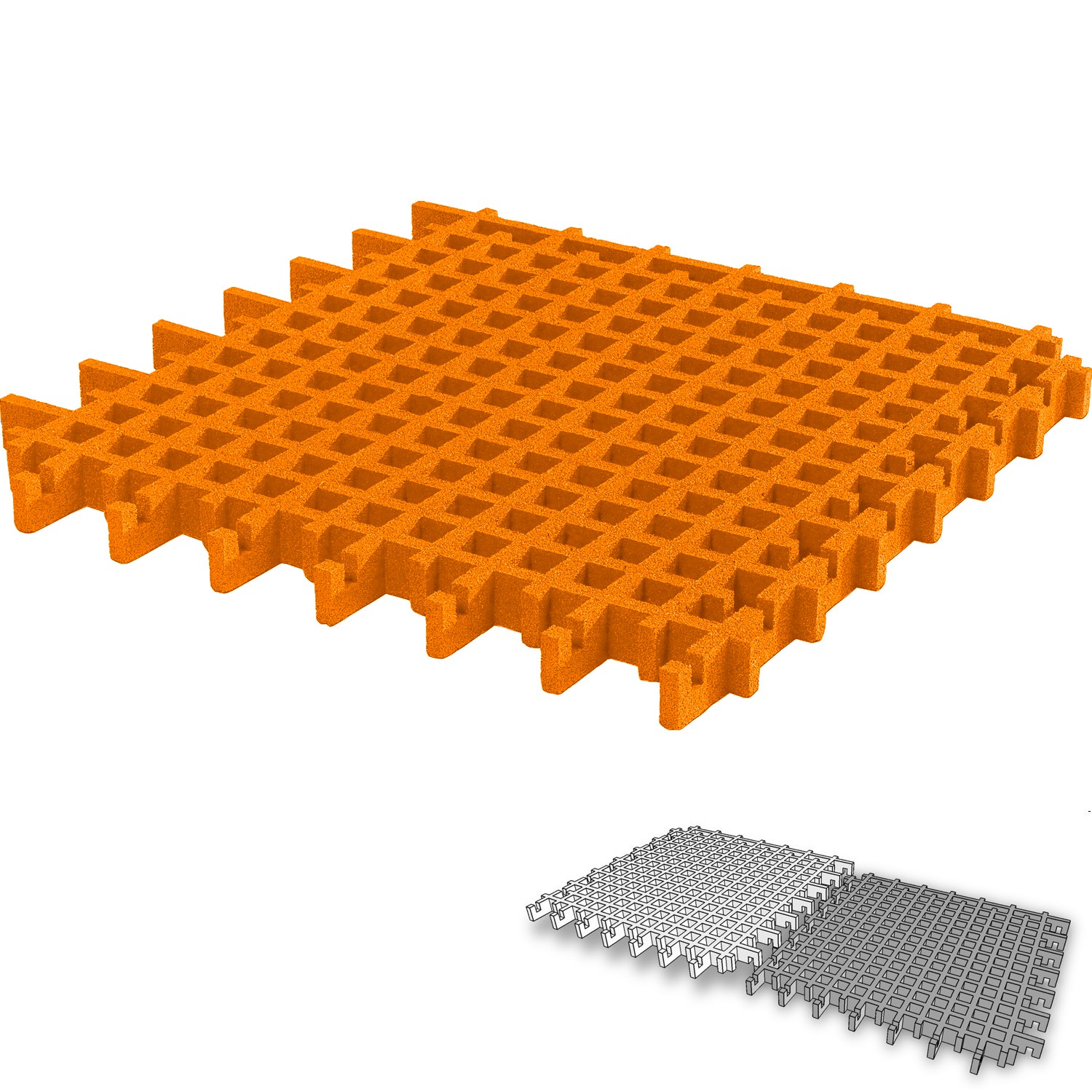 EPDM Rasengitter orange | 100 x 100 x 4,5 cm | FH 1,50 m